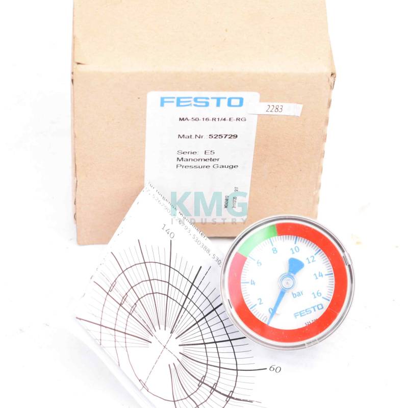 Festo Manometer Pressure Gauge 525729 MA-50-16-R1/4-E-RG 0..16 bar -n ...